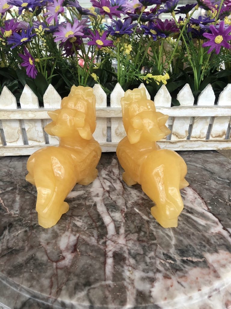 Feng Shui Pixiu Yellow Jade Statue (5.1" Long) - ThuyHoaStone
