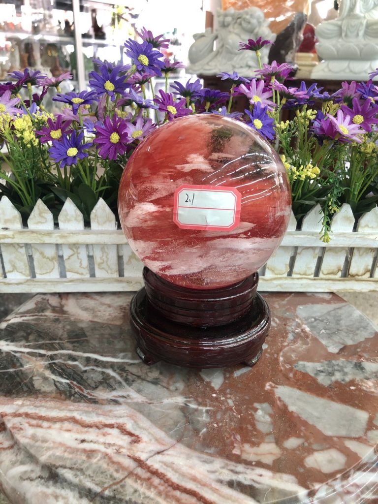 Quả cầu phong thủy đá núi lửa Obsidian đỏ - Đường kính 11,9cm ...