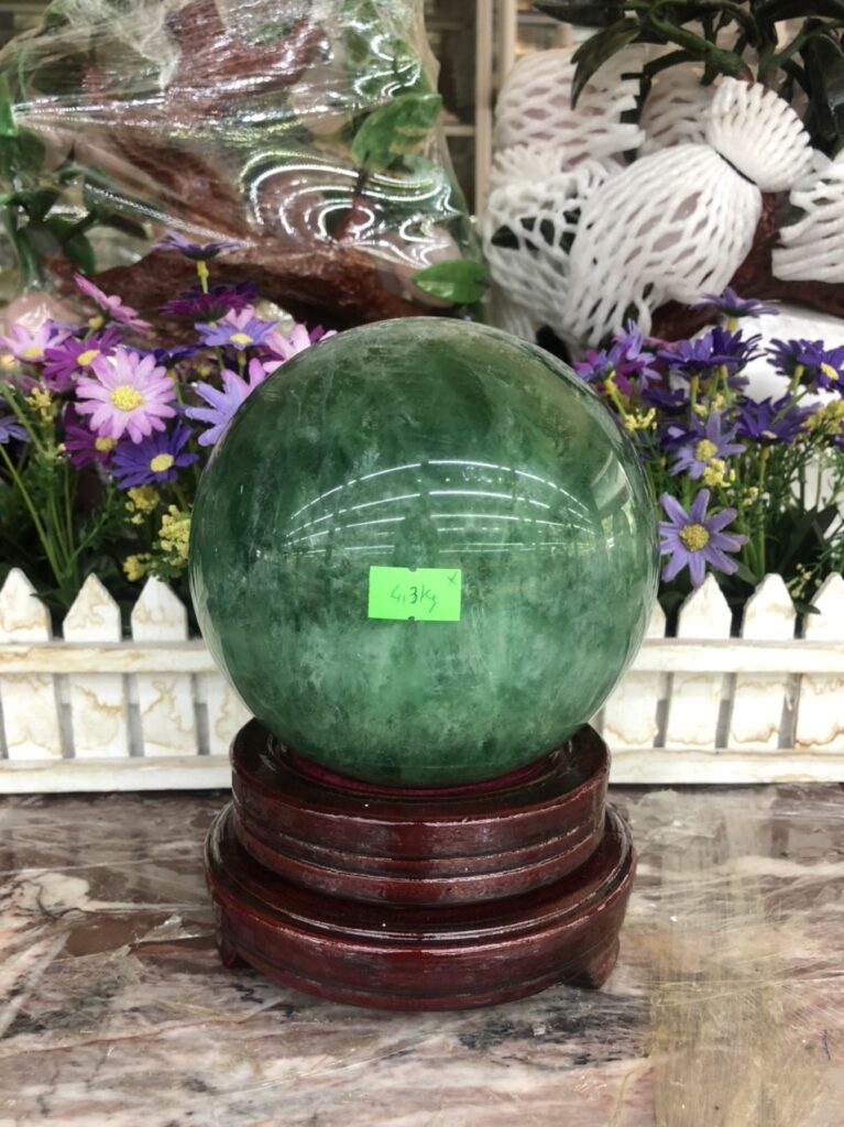 Quả cầu phong thủy đá thạch anh xanh - Đường kính 13,4 cm; 13,6 cm; 13 ...